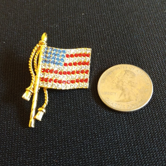 Jewelry | 315 Vintage Rhinestone Flag Pin | Poshmark